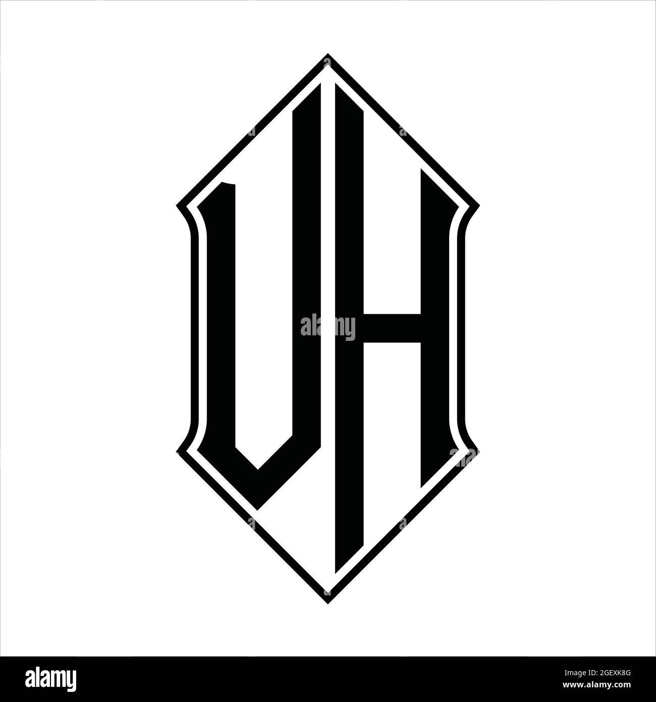 VH Logo monogram with shieldshape and black outline design template ...