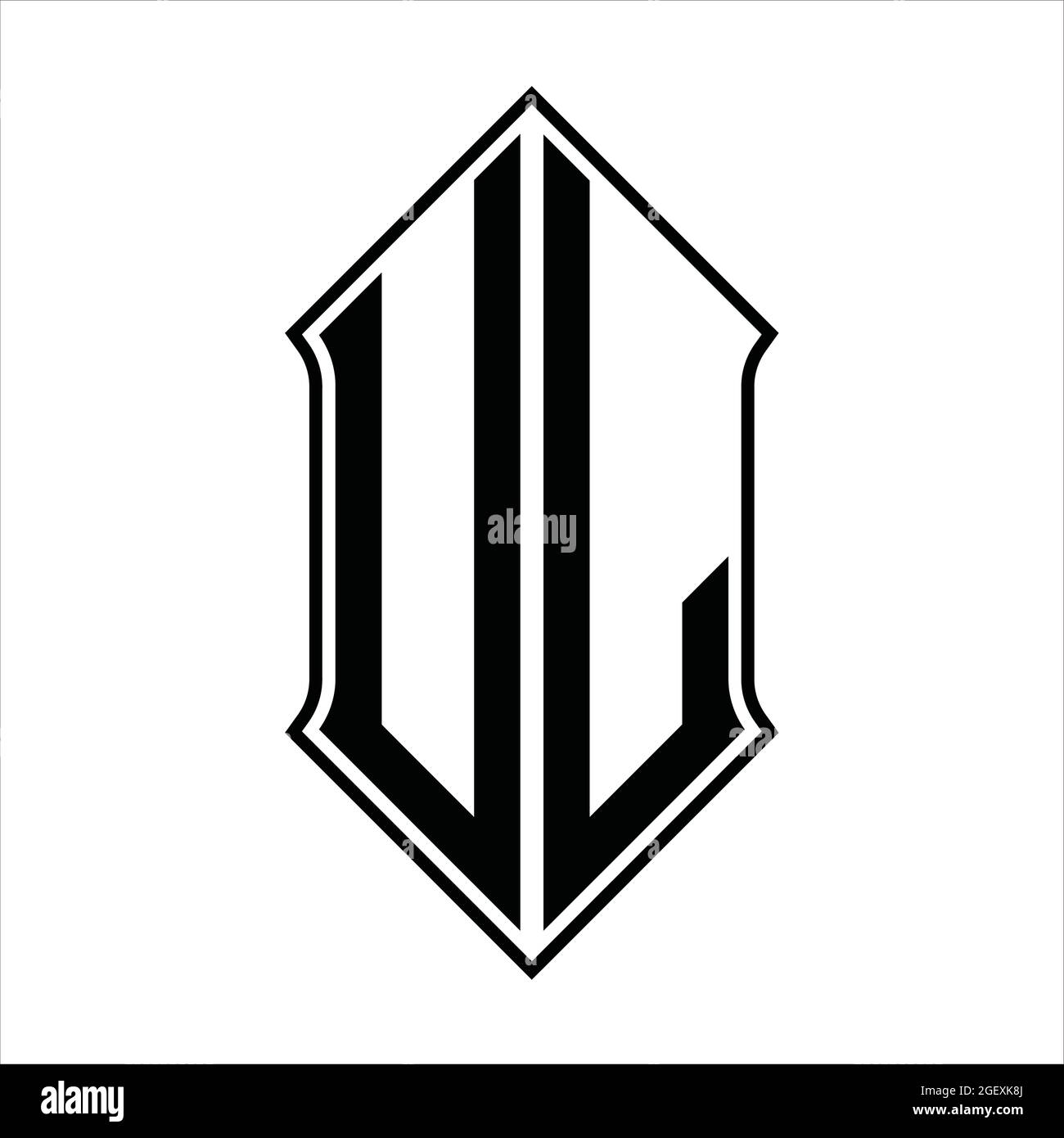 UL Logo monogram with shieldshape and black outline design template ...