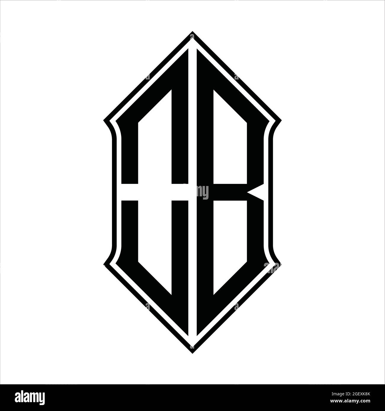 OB Logo monogram with shieldshape and black outline design template ...