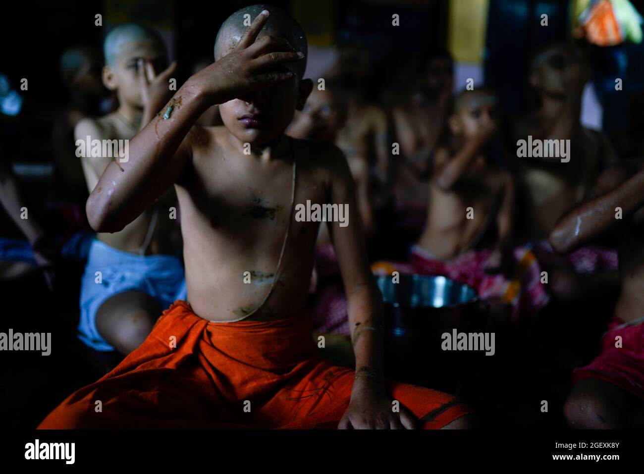 Kathmandu, Nepal. 22nd Aug, 2021. Young Hindu priests perform ...
