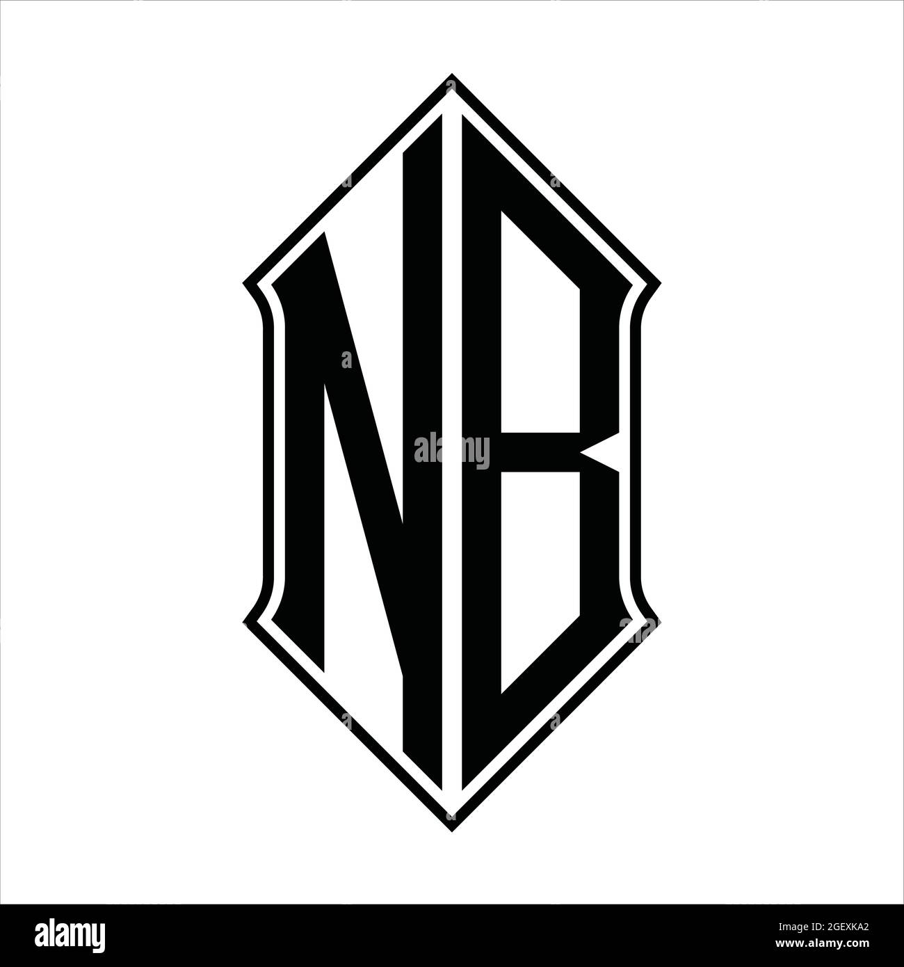 NB Logo monogram with shieldshape and black outline design template ...