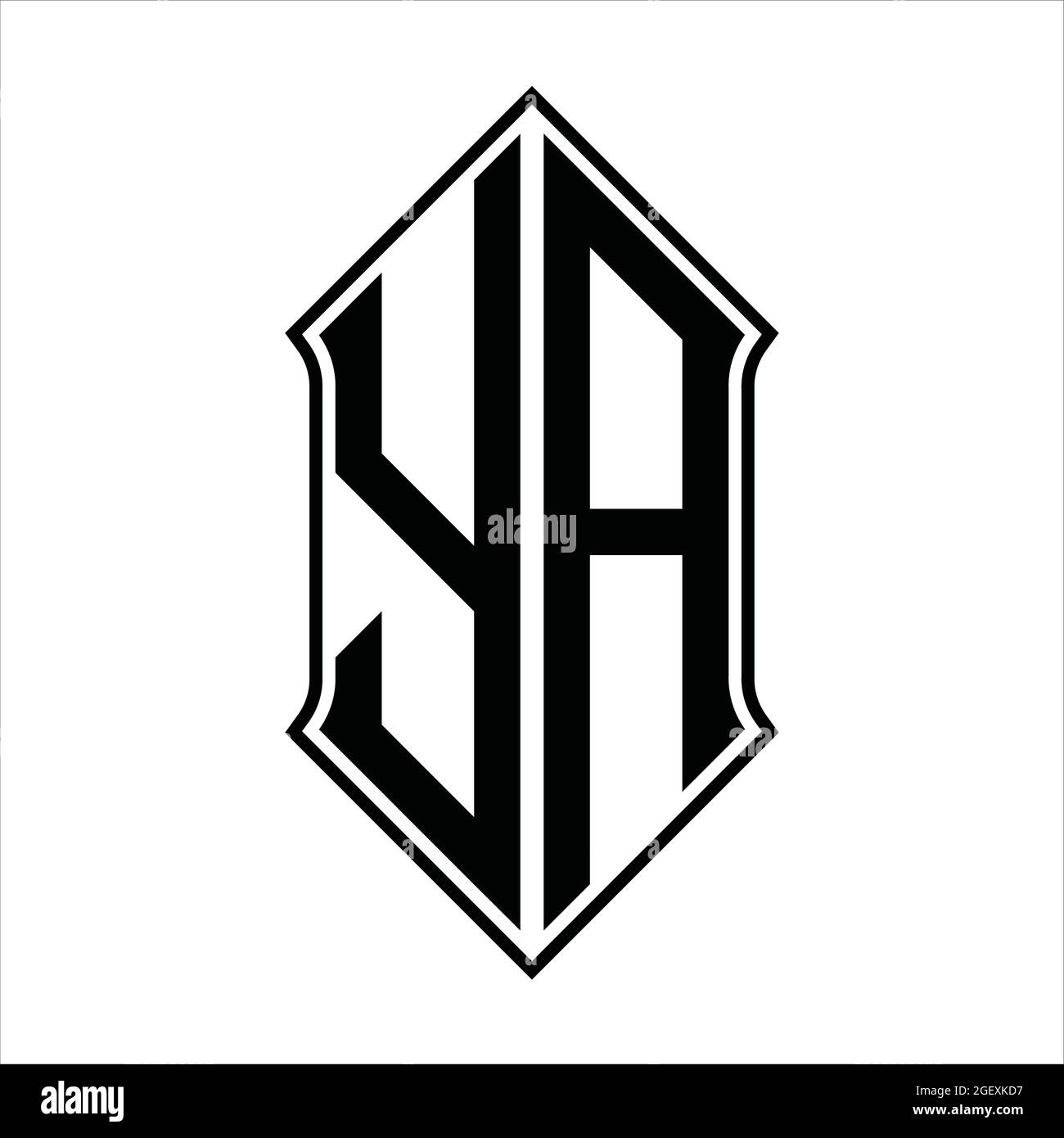 YA Logo monogram with shieldshape and black outline design template ...