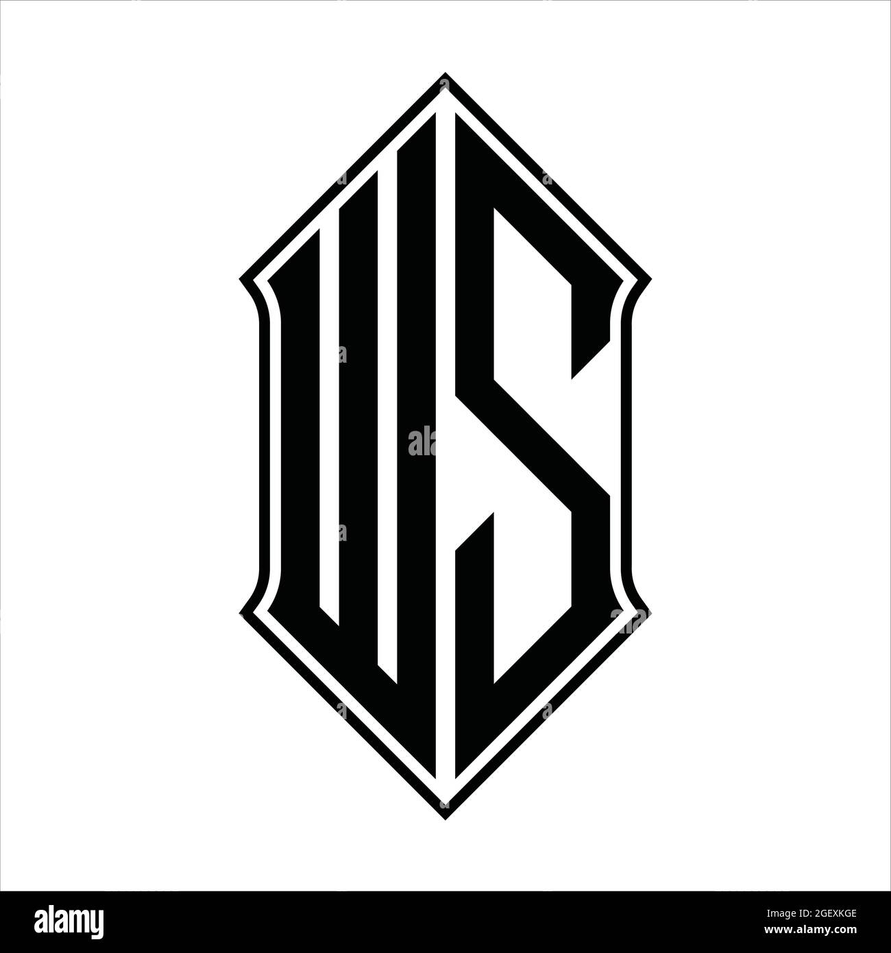 WS Logo monogram with shieldshape and black outline design template ...