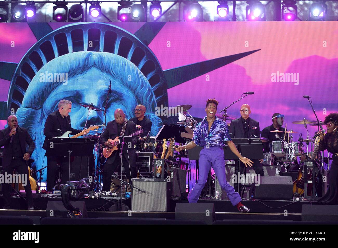 Musician Jon Batiste performs on stage during the "We Love NYC: The ...