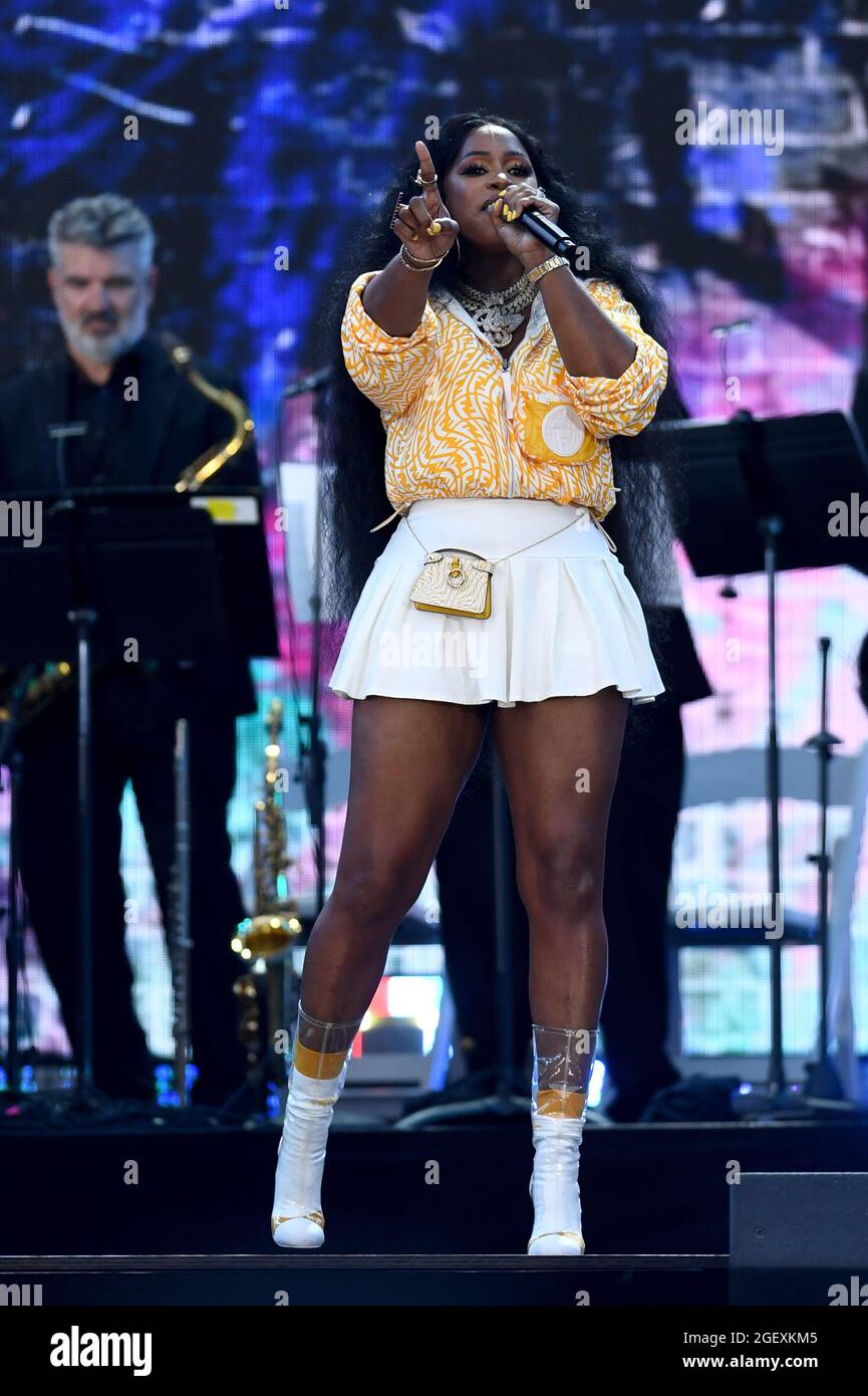 New York City, USA. 21st Aug, 2021. Rapper Remy Ma performs on stage ...