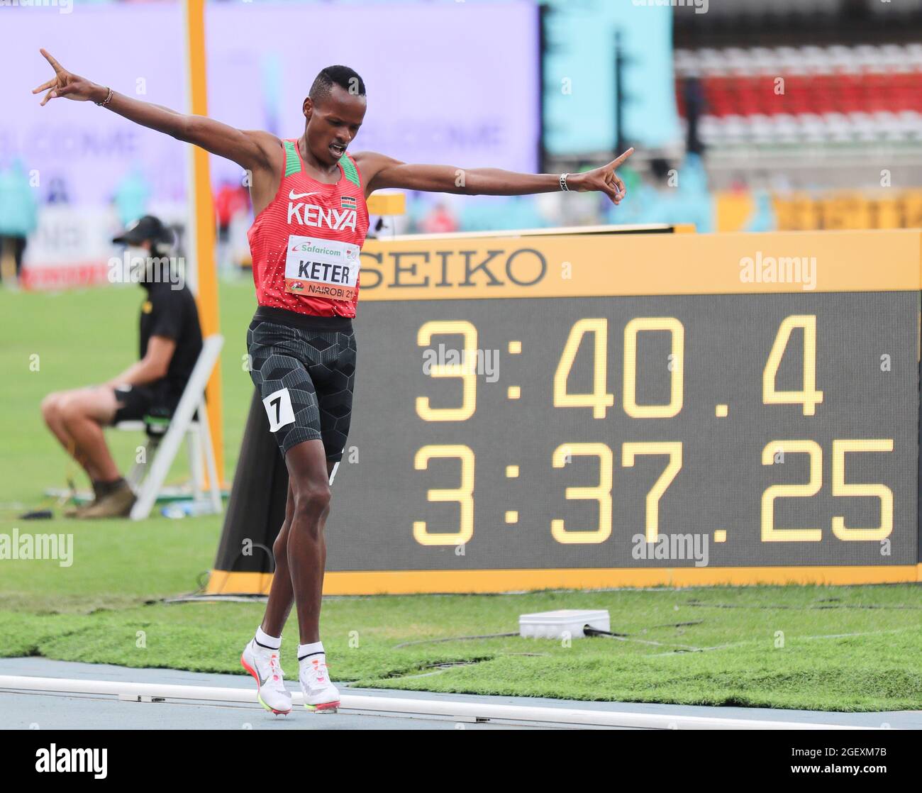 Nairobi, Kenya. 21st Aug, 2021. Vincent Kibet Keter (R) of Kenya ...