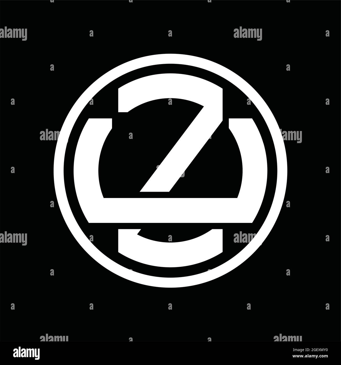 ZU Logo monogram with slice shape blackground design template Stock ...