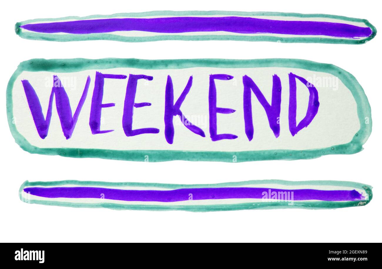 Hand lettering with weekend watercolors. Stylization of a neon sign ...