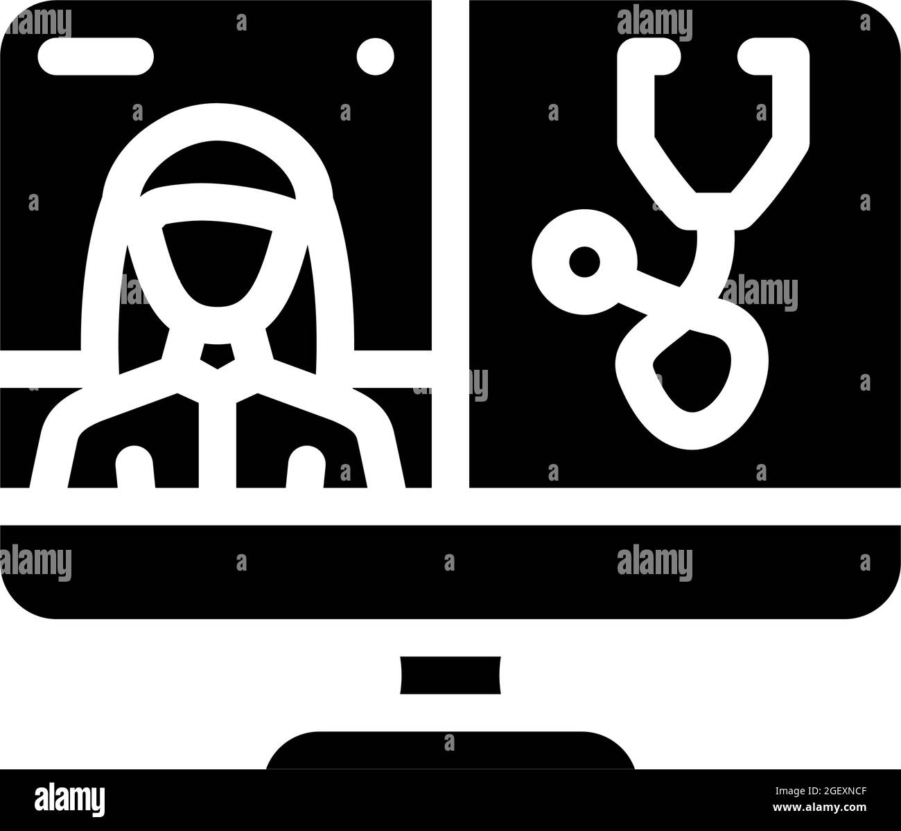 video conference with doctor glyph icon vector illustration Stock ...