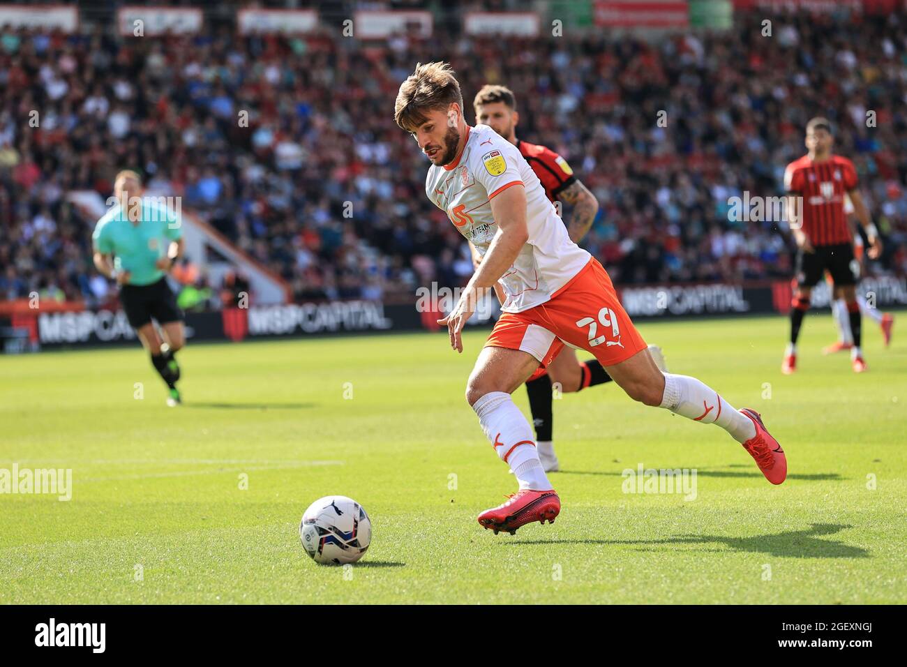 Bournemouth, UK. 21st Aug, 2021. Luke Garbutt #29 of Blackpool breaks ...