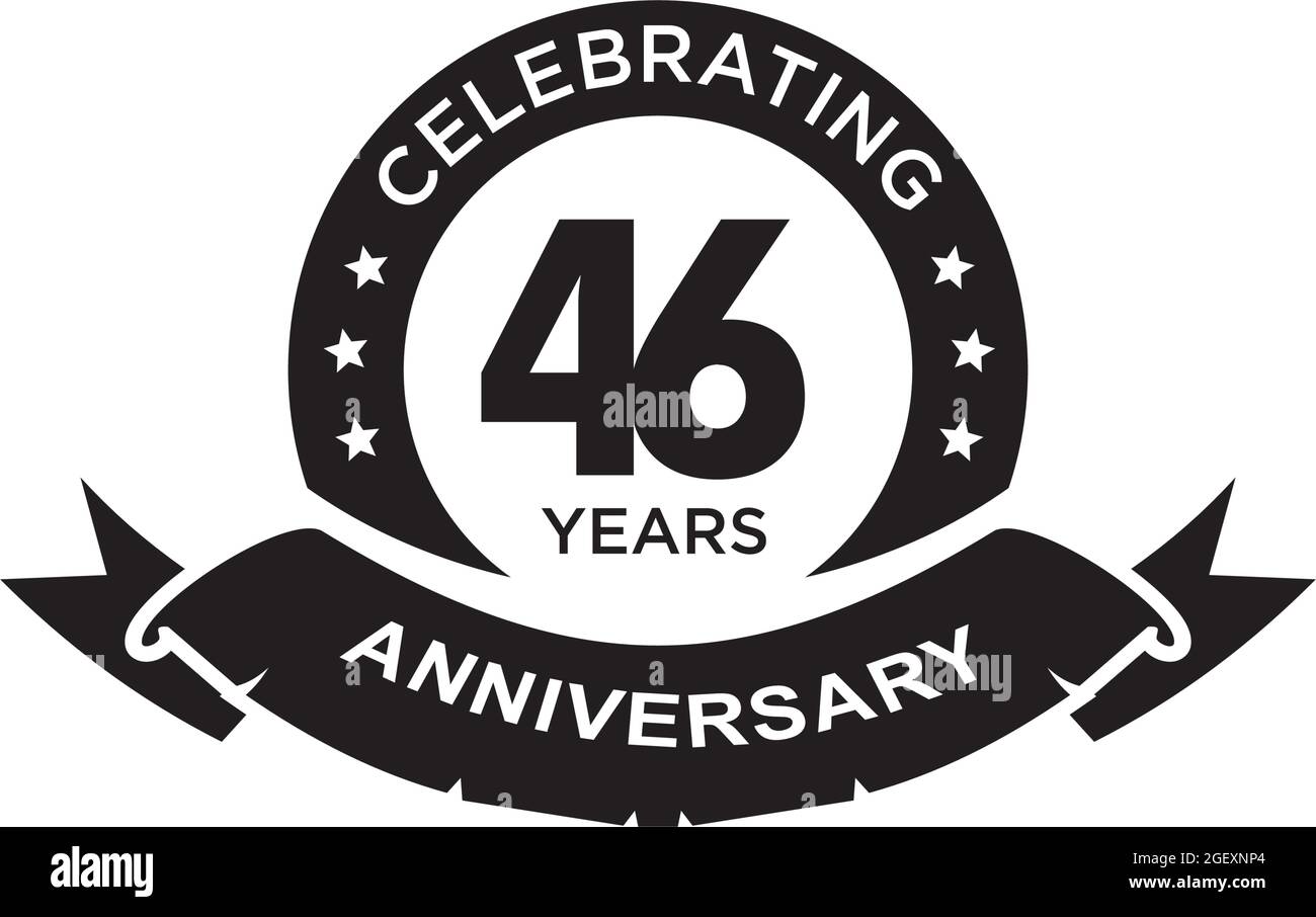 46th year anniversary logo design vector template Stock Vector Image ...