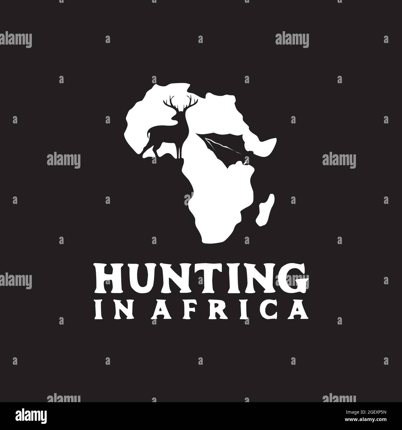 Africa map outline, deer and spear hunter vector logo design Stock ...