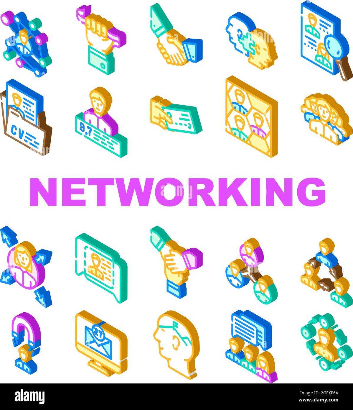 Isometric 3d icons networking Stock Vector Images - Alamy