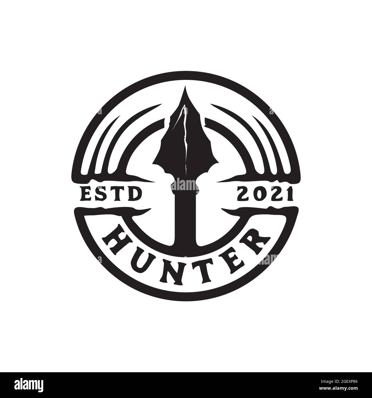Round simple outline emblem spear head hunter logo vector design Stock ...