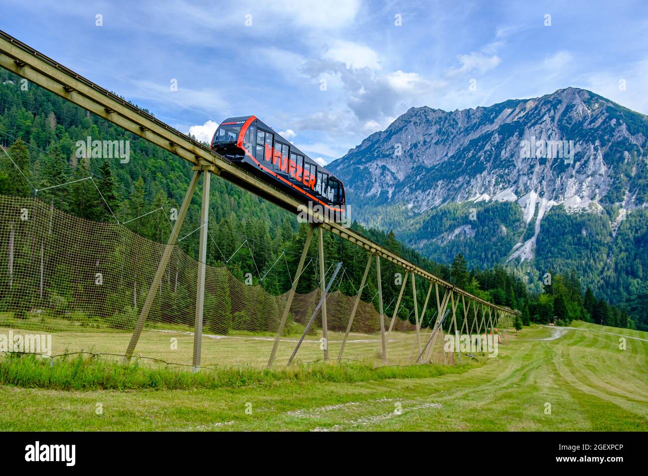 spital am pyhrn, austria, 21 aug 2021, funicular to the mountain resort ...