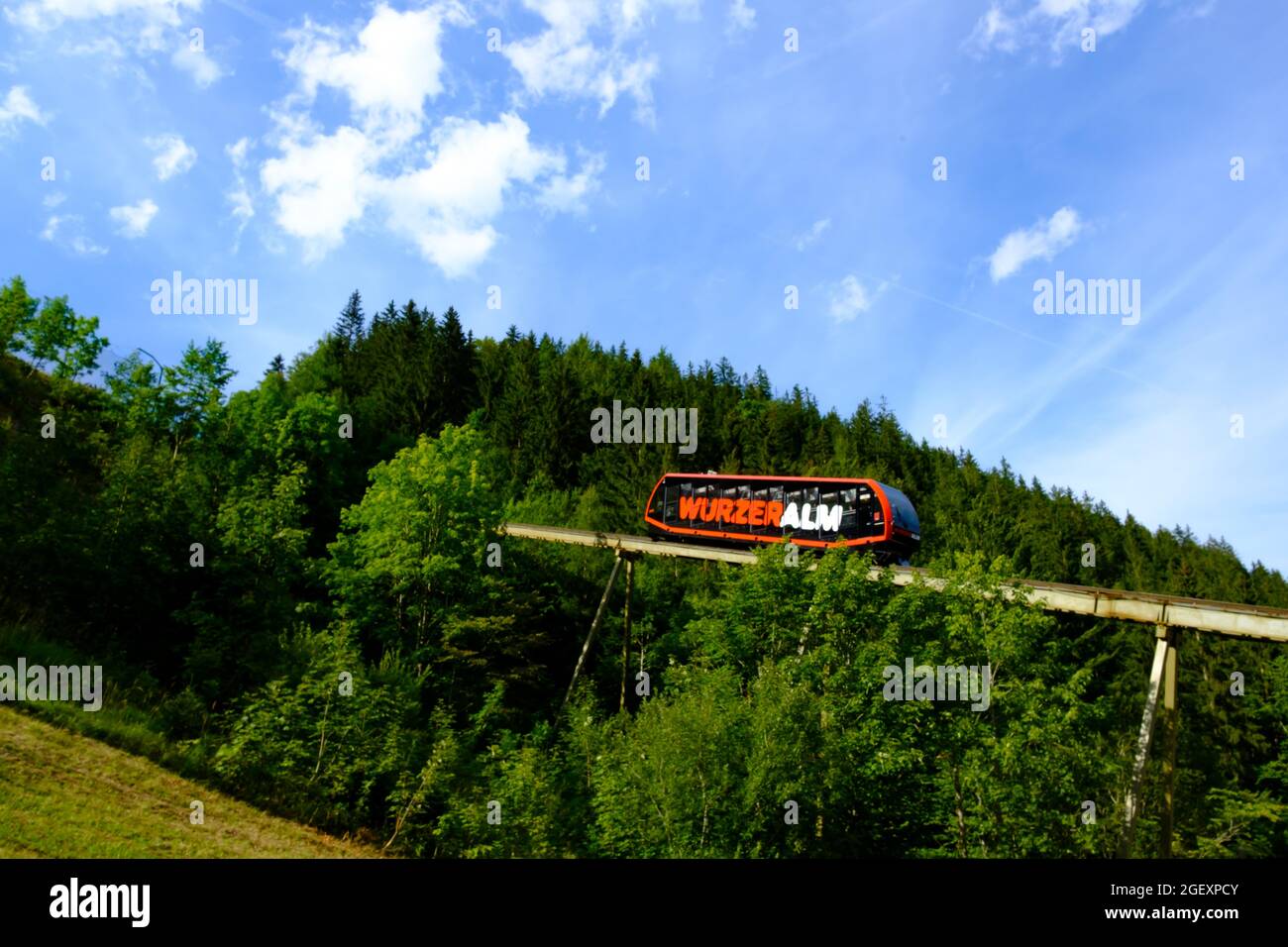 spital am pyhrn, austria, 21 aug 2021, funicular to the mountain resort ...