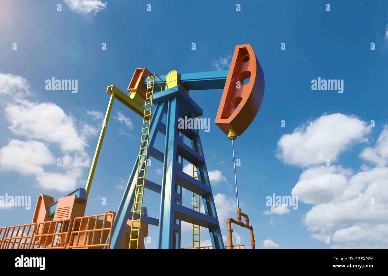 3d rendering crude oil pump or oil rig with blue sky Stock Photo - Alamy