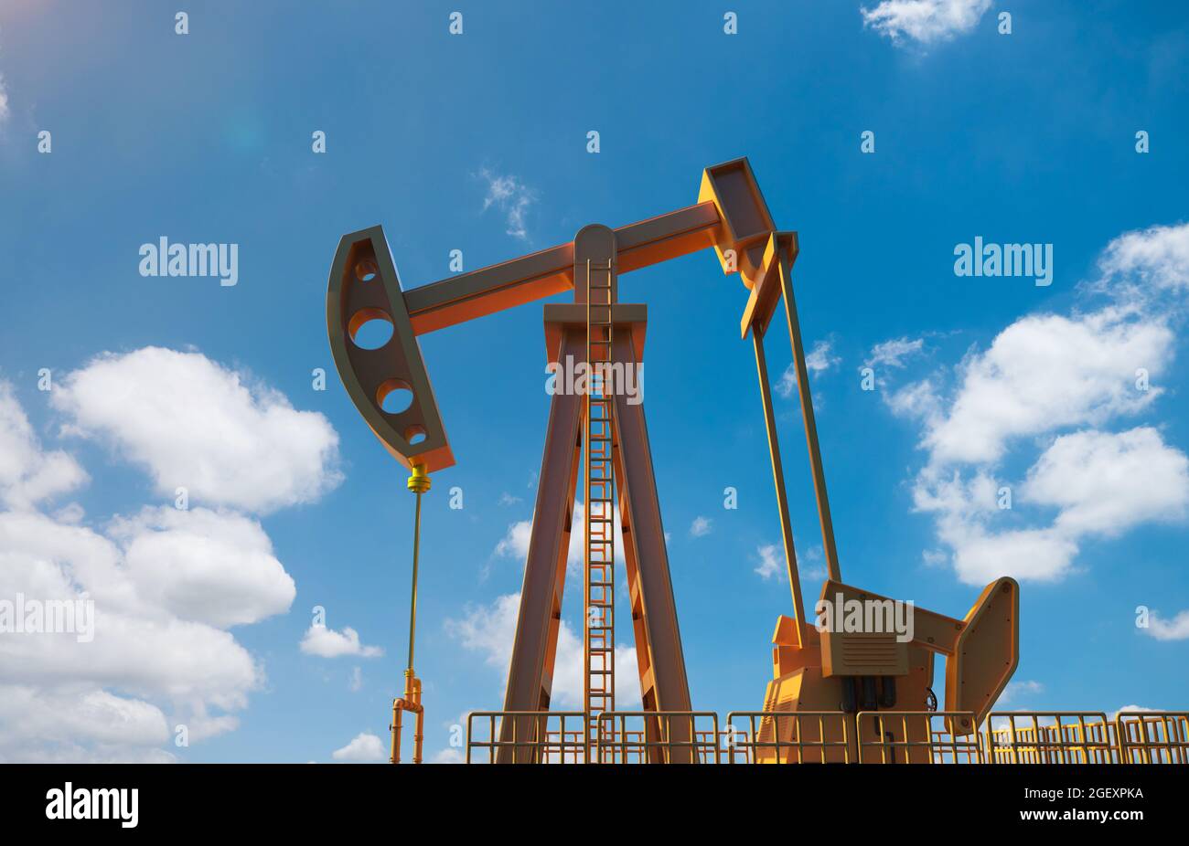 3d rendering crude oil pump or oil rig with blue sky Stock Photo - Alamy