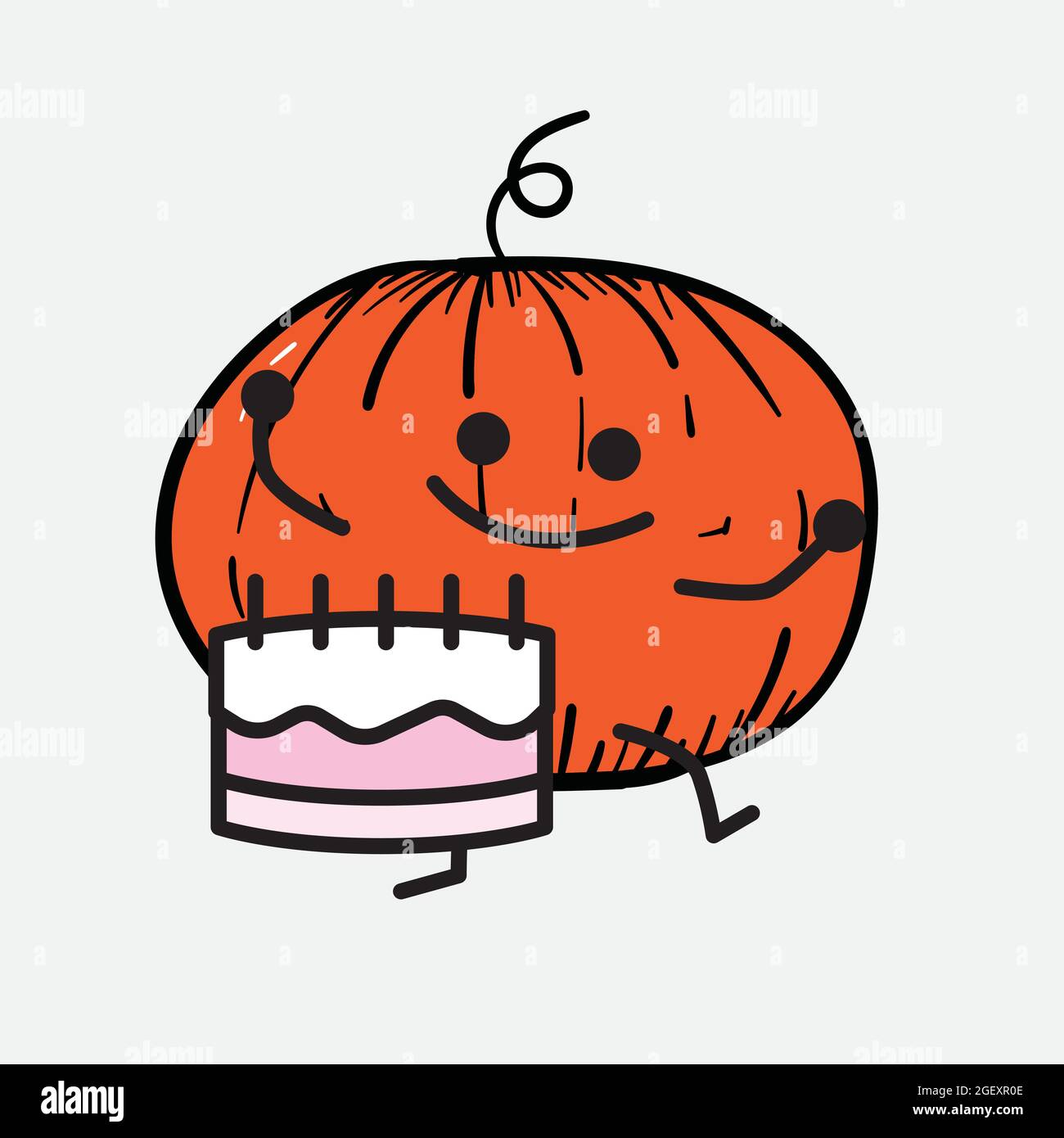 Vector Illustration of Pumpkin Character with cute face and simple body ...