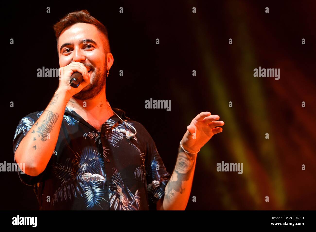 The Spanish singer Beret seen during his performance at the Vendrell ...