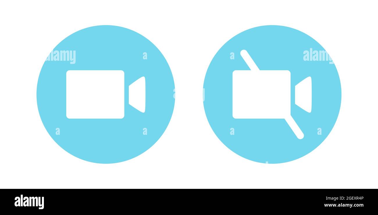Virtual hangouts icons for conference video call. On and off video ...