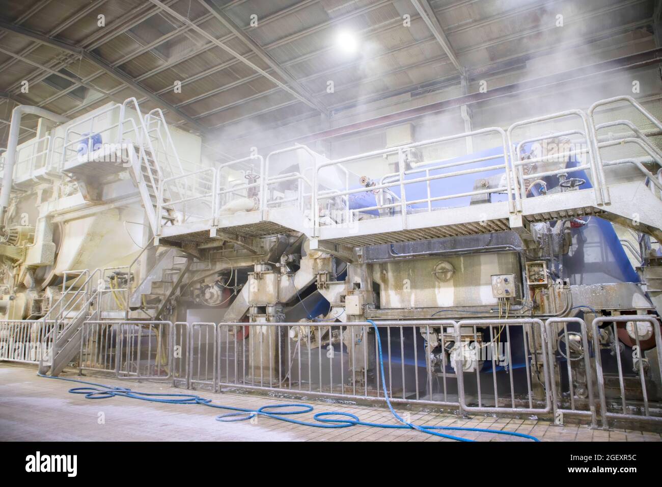 Industrial machinery for converting cellulose into a sheet of paper ...