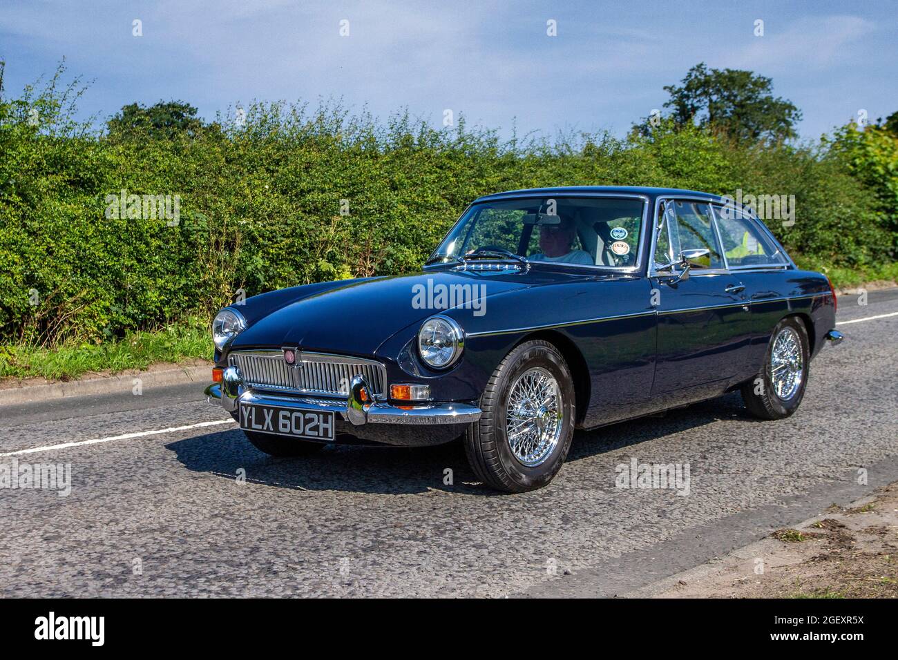 1970 70s seventies blue MG B GT 1798 cc petrol coupe en-route to ...