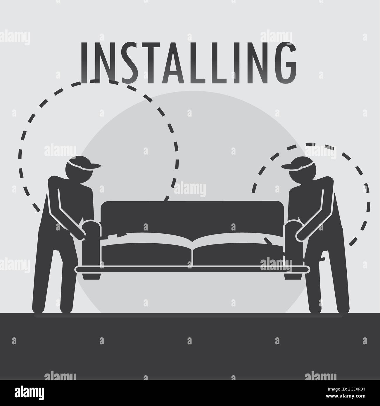 workmen installing a sofa Stock Vector Image & Art - Alamy
