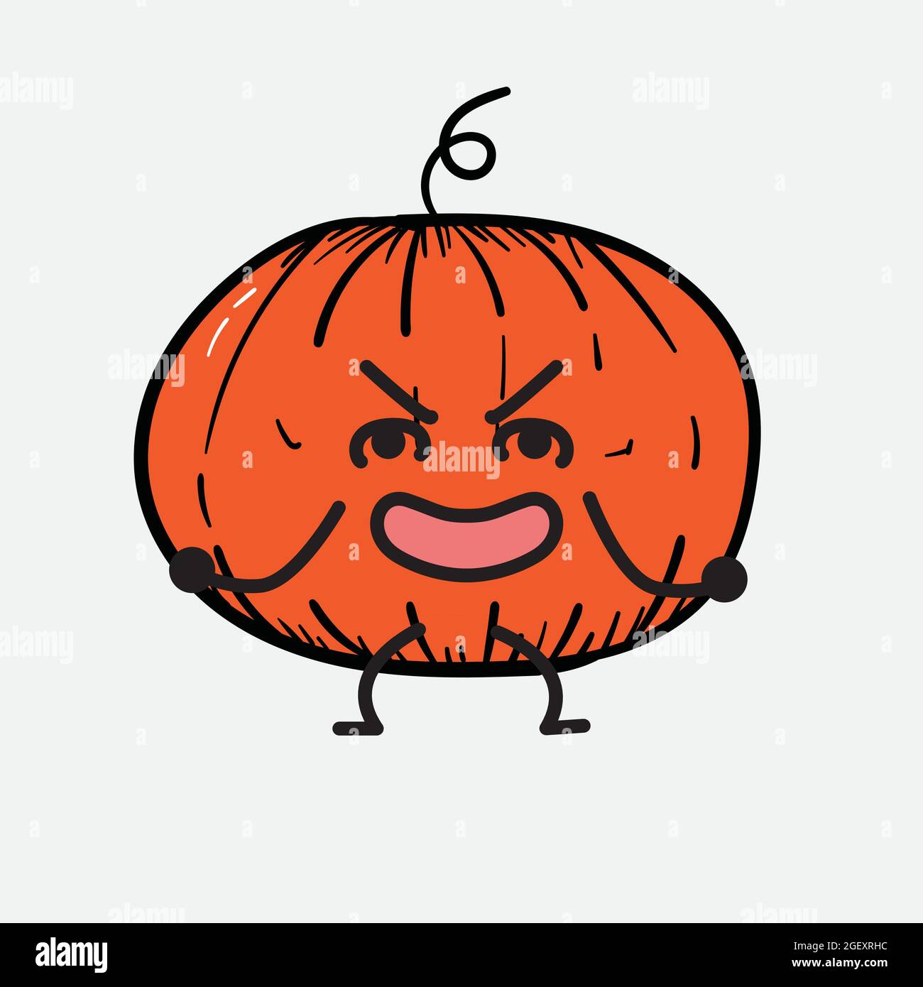 Vector Illustration of Pumpkin Character with cute face and simple body ...