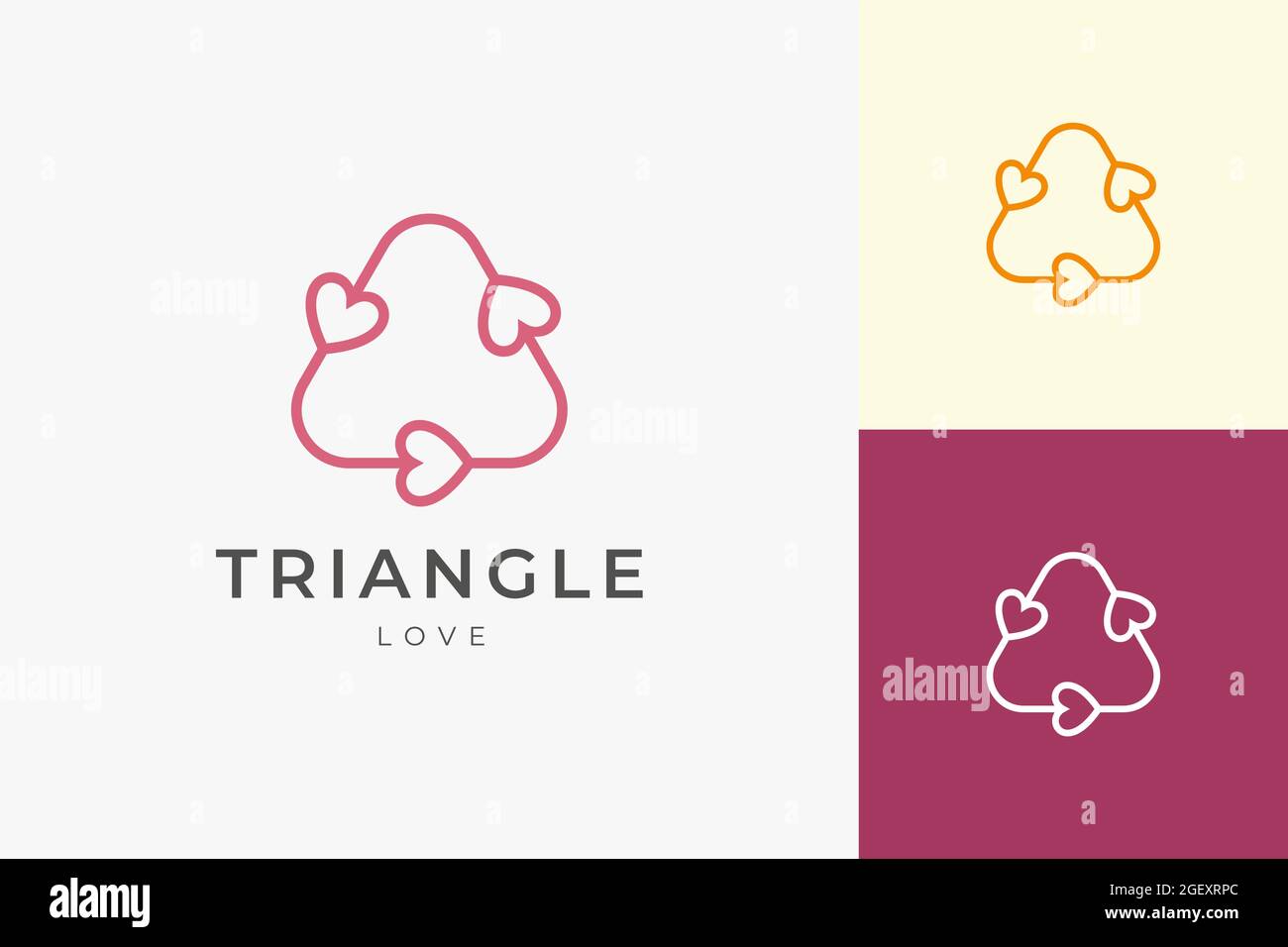 Romantic on relationship logo template in clean and simple triangle ...