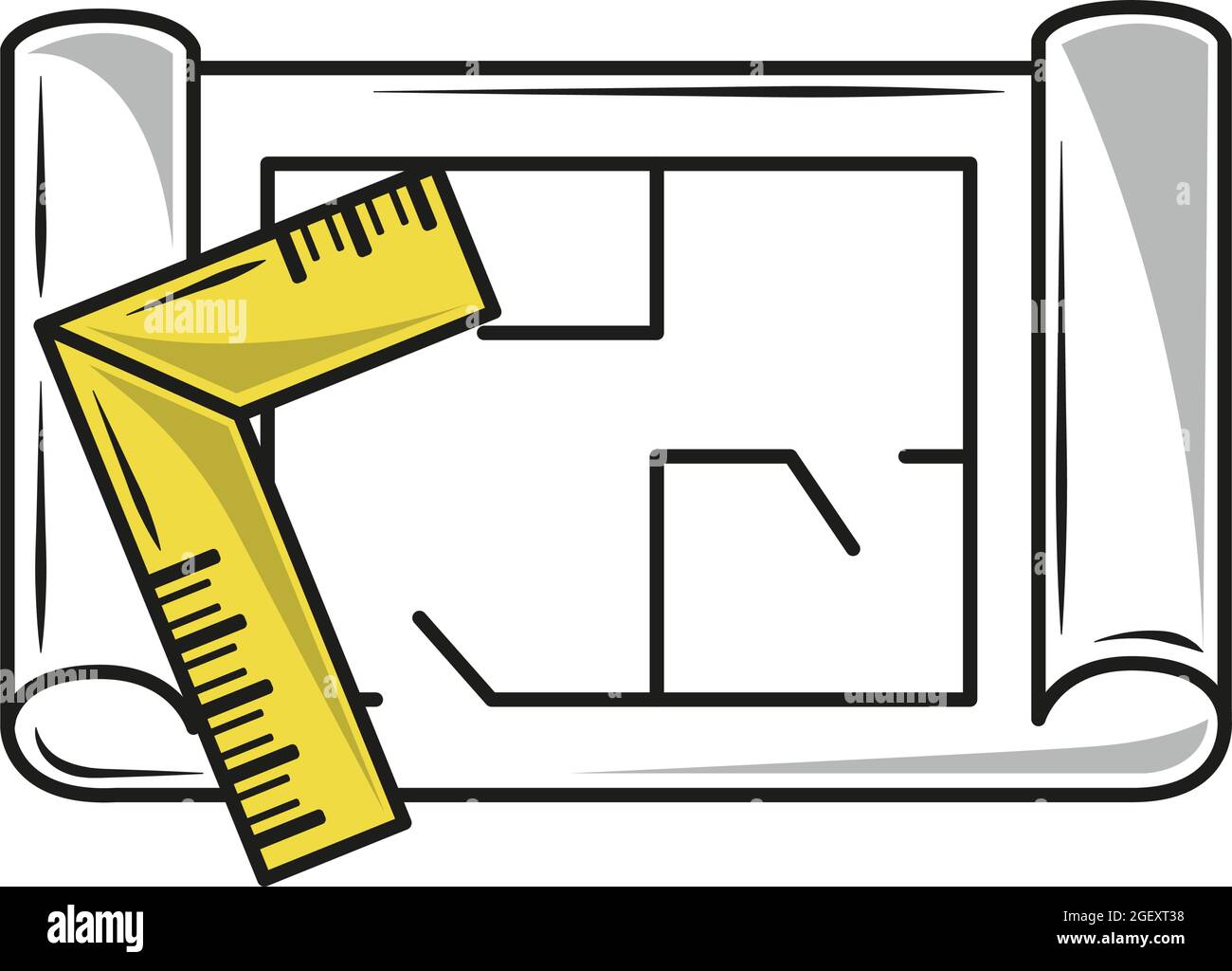 construction blueprint and ruler Stock Vector Image & Art - Alamy