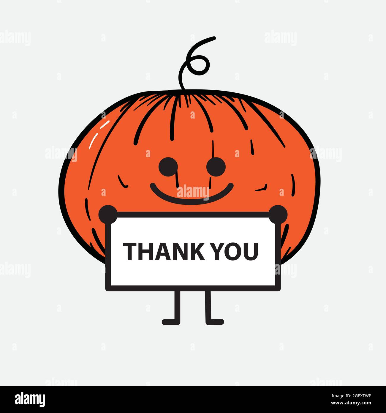 Vector Illustration of Pumpkin Character with cute face and simple body ...