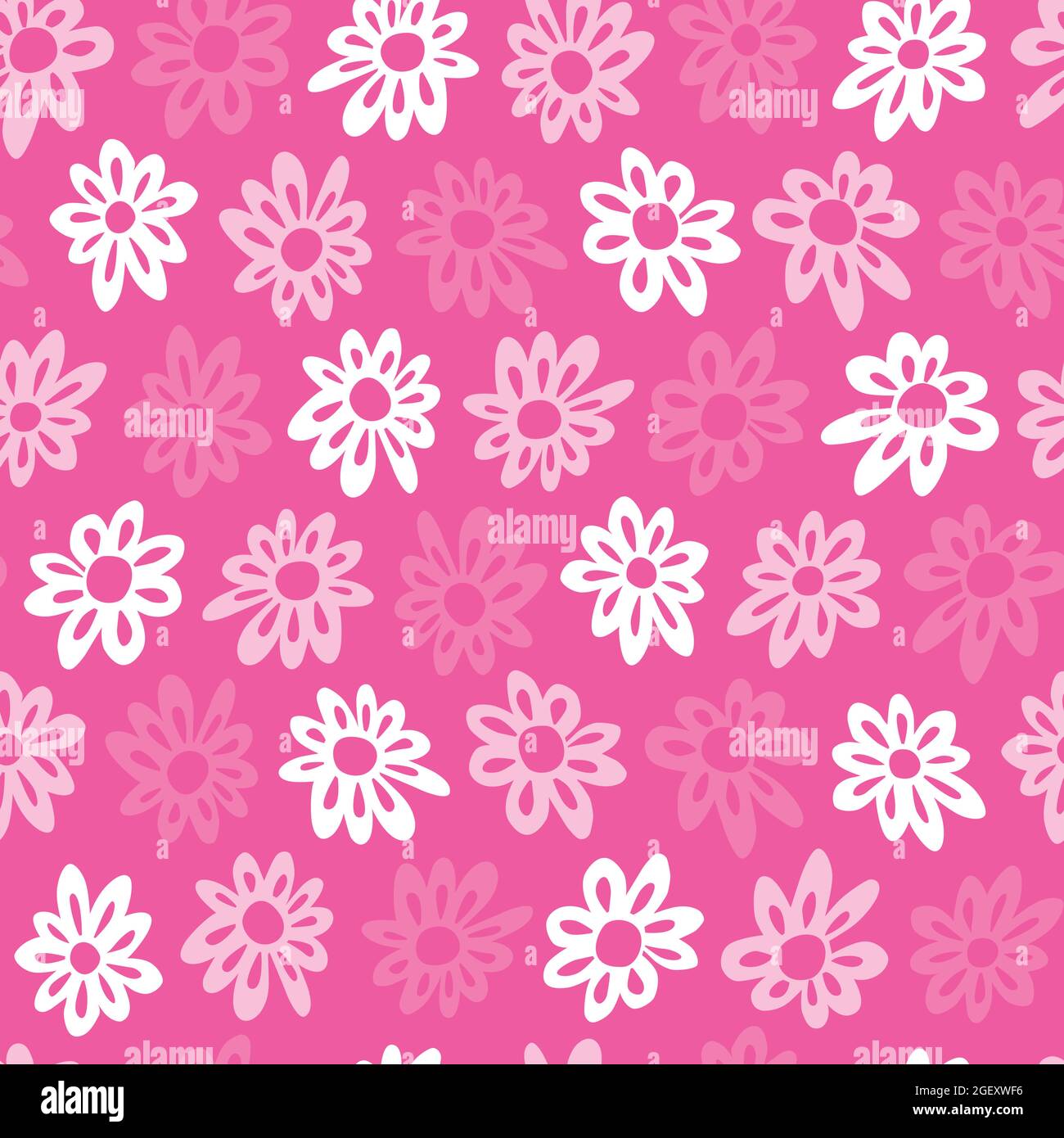 Vector rows of pink cut out daisy flowers repeat pattern. Suitable for ...