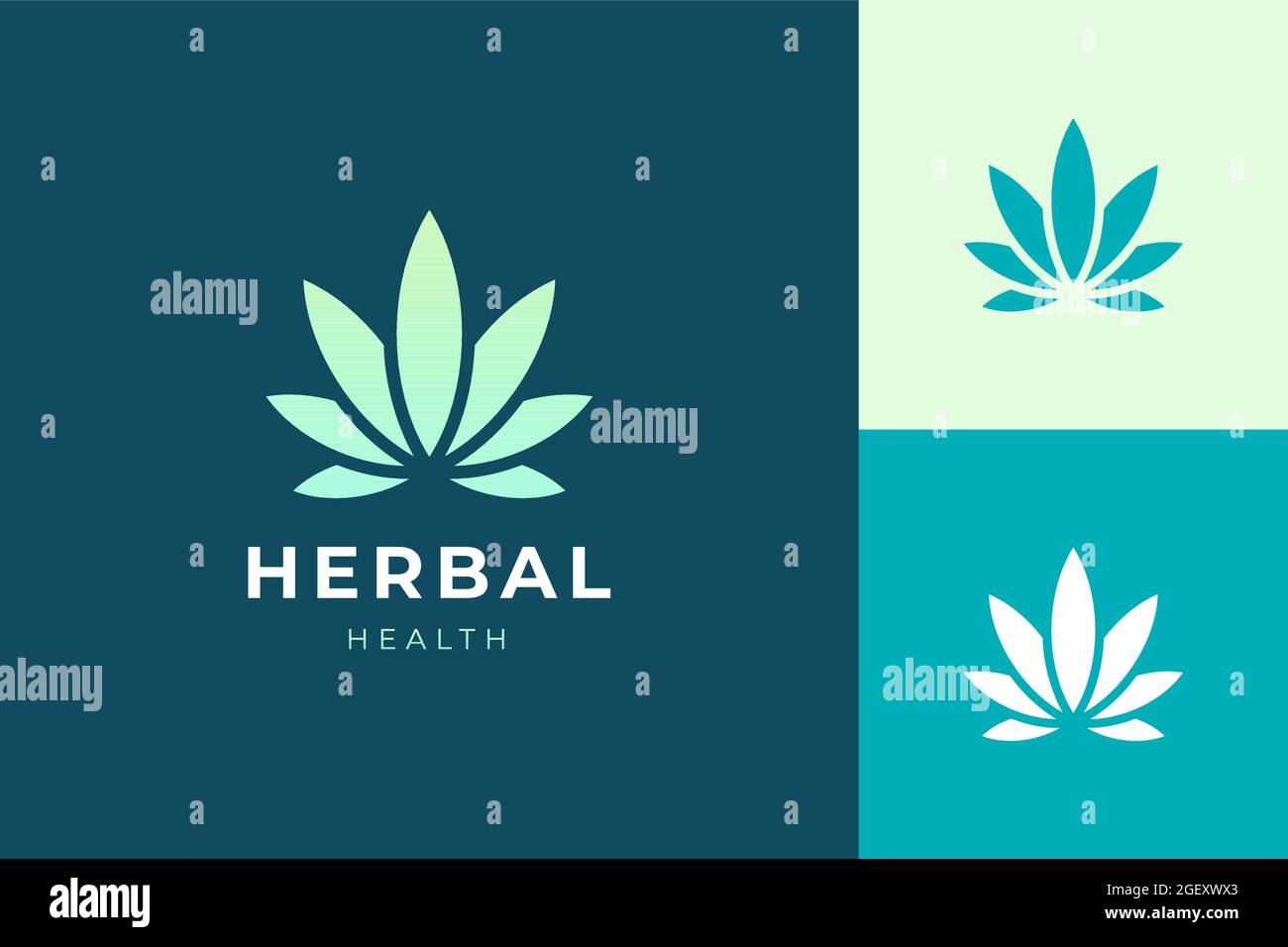 Herbal or health logo in simple and clean cannabis or marijuana leaf ...