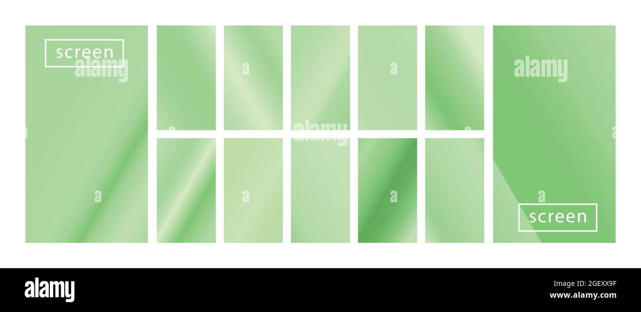 Mobile screen lock display collection of green backgrounds in trendy ...