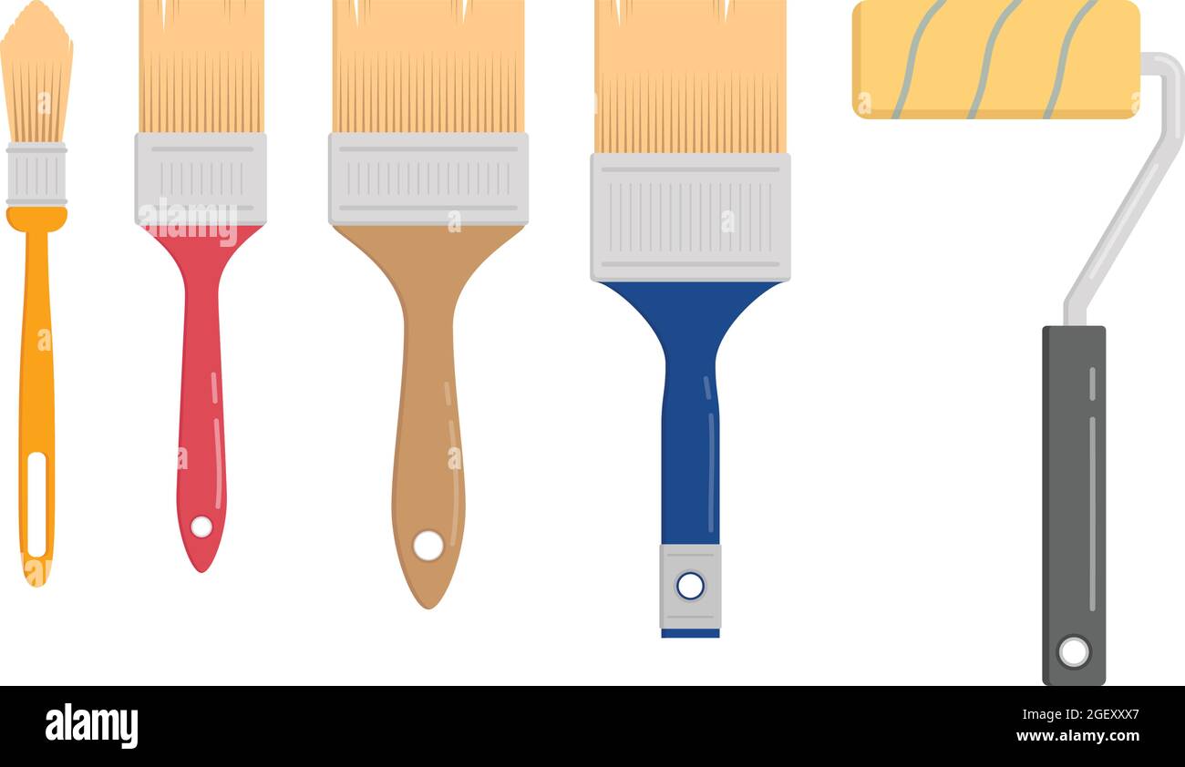 Set of wall painter tool in flat vector illustration Stock Vector Image ...