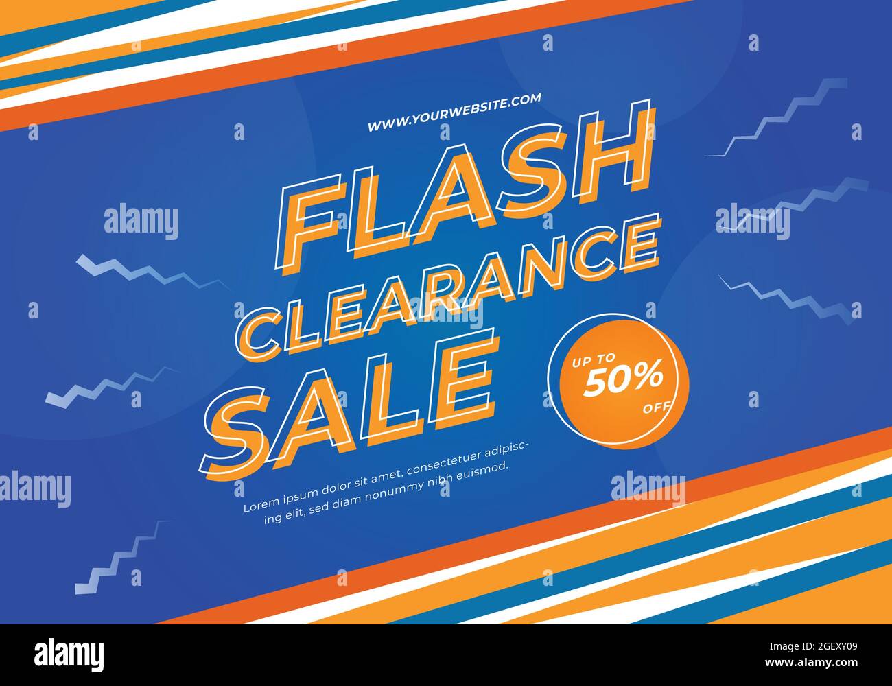 Flash clearance sale banner in blue and yellow color shades Stock ...