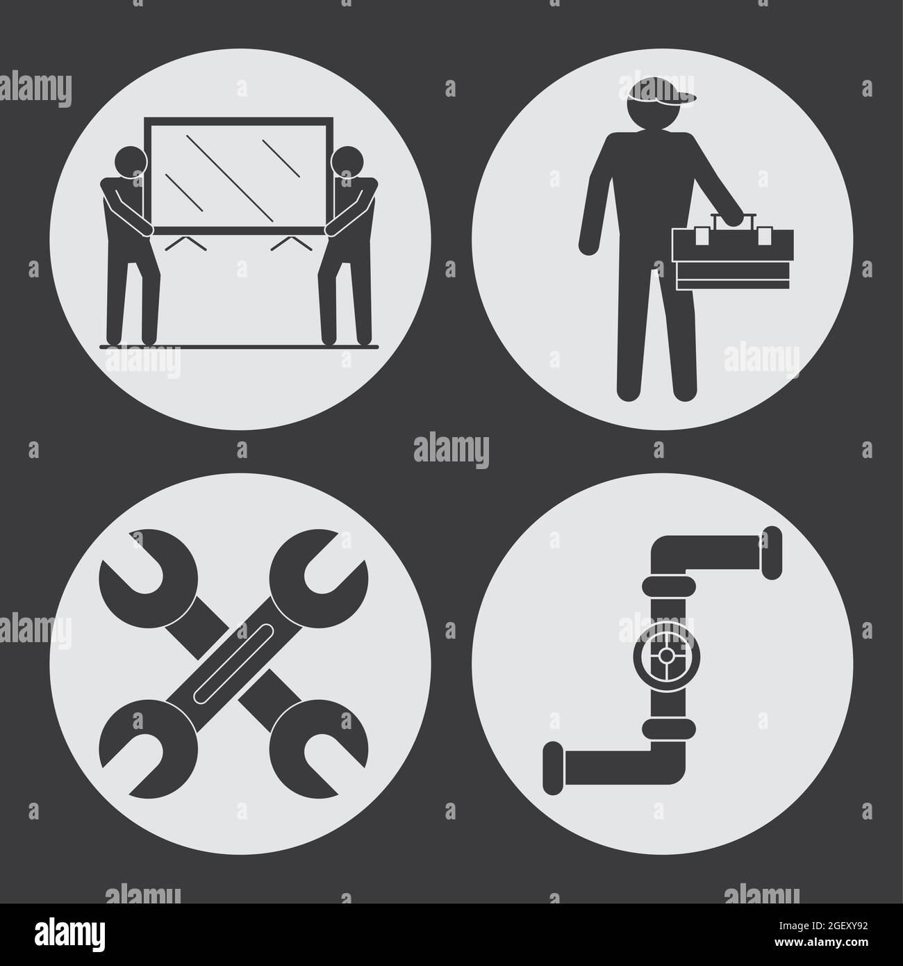 Construction workers installing Stock Vector Images - Alamy