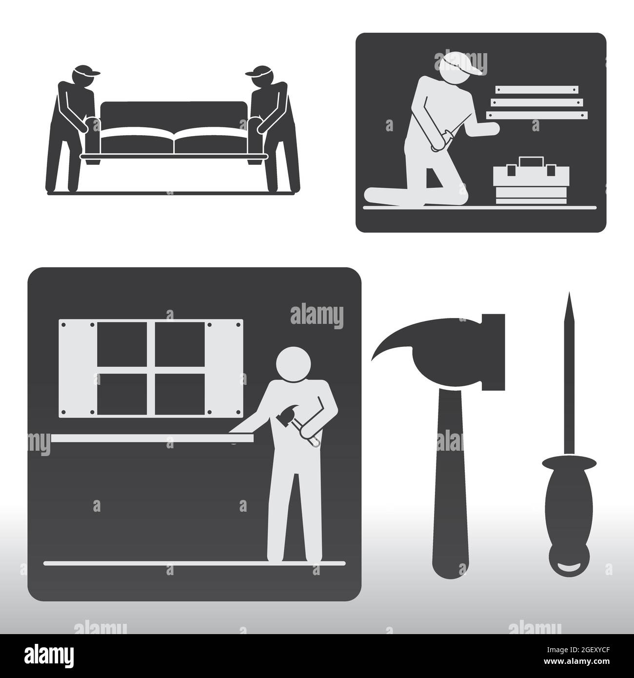 workmen installing icon Stock Vector Image & Art - Alamy