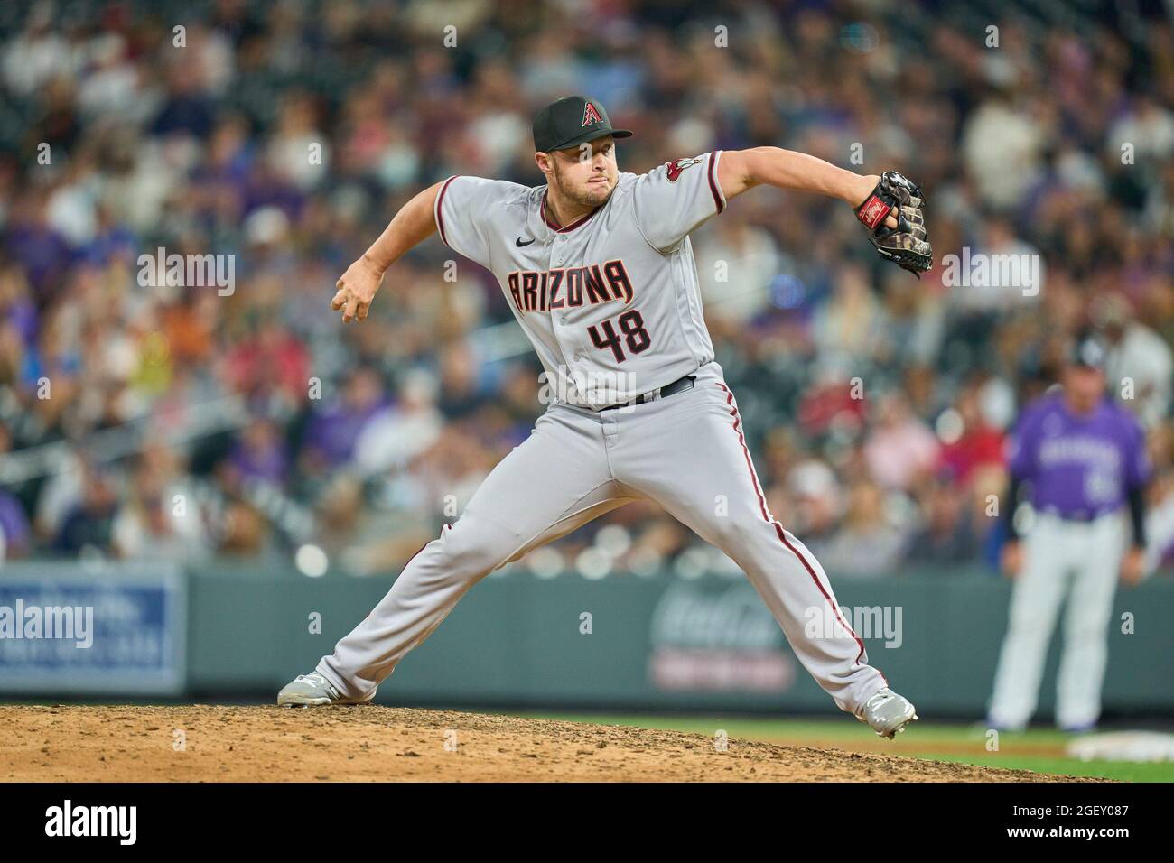 August 21 2021: Arizona pitcher J.B. Wendelken (48) throws a pitch ...