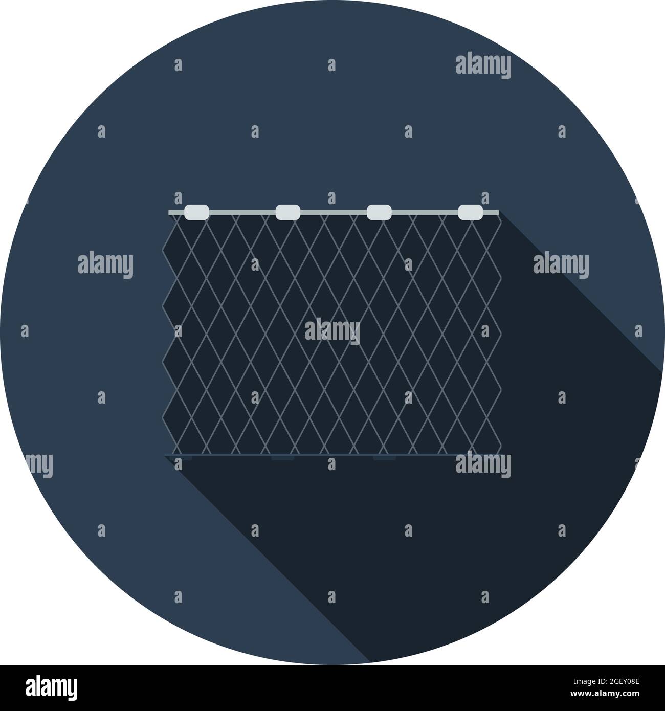 Icon Of Fishing Net. Flat Circle Stencil Design With Long Shadow ...