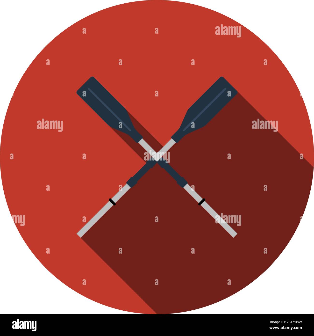 Icon Of Boat Oars. Flat Circle Stencil Design With Long Shadow. Vector Illustration Stock Vector ...