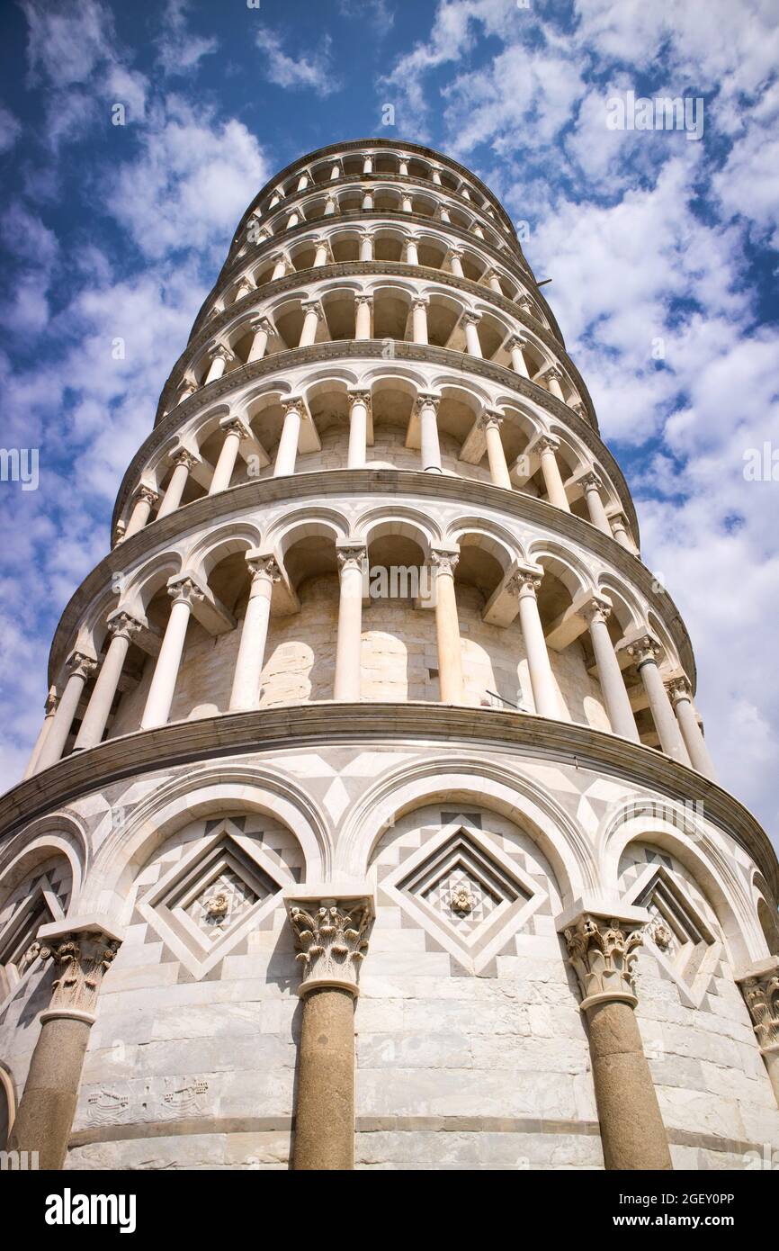 Architectural details of the famous leaning tower of Pisa Stock Photo ...