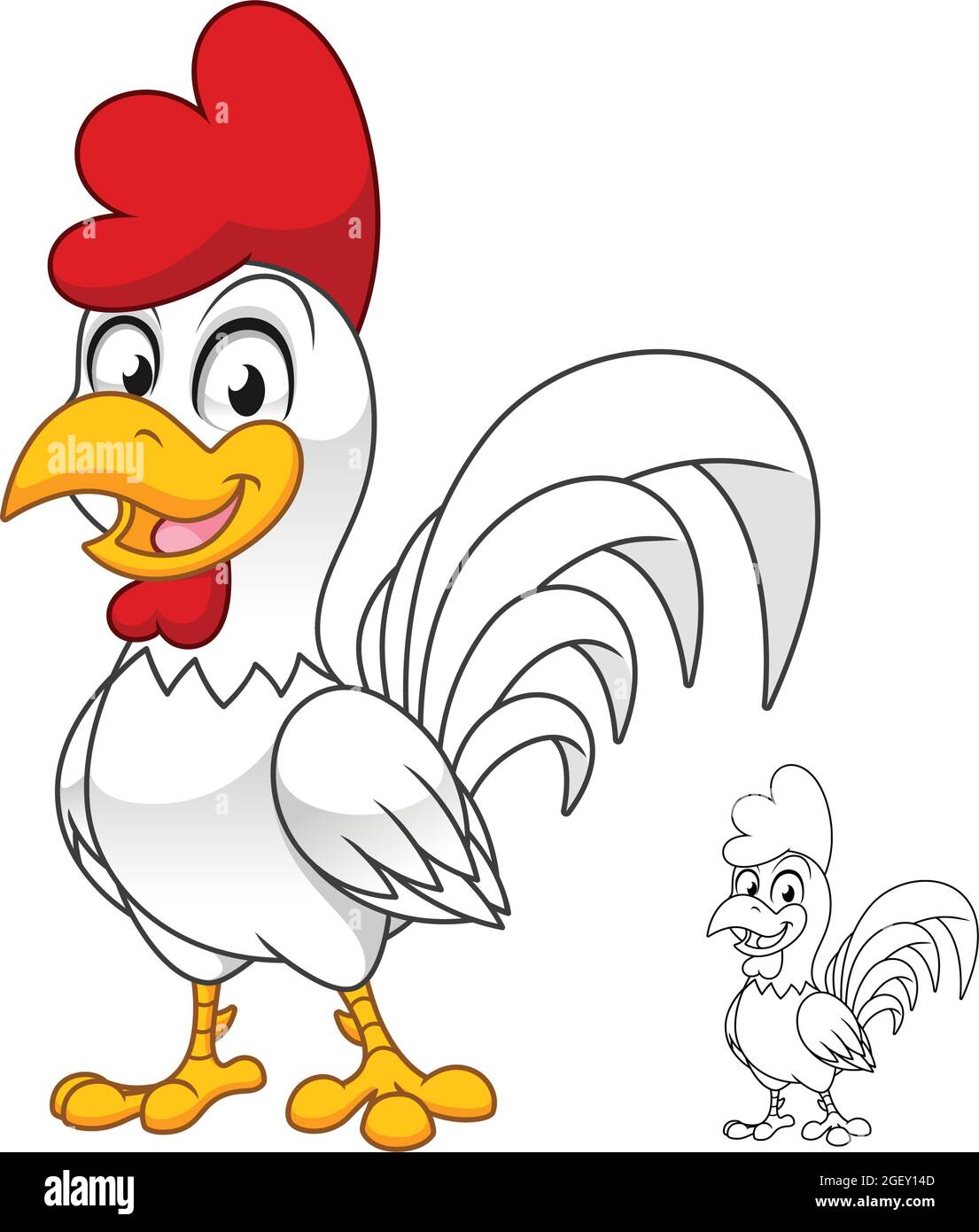 Rooster Stand with Line Art Drawing, Birds Roosters and Chickens ...