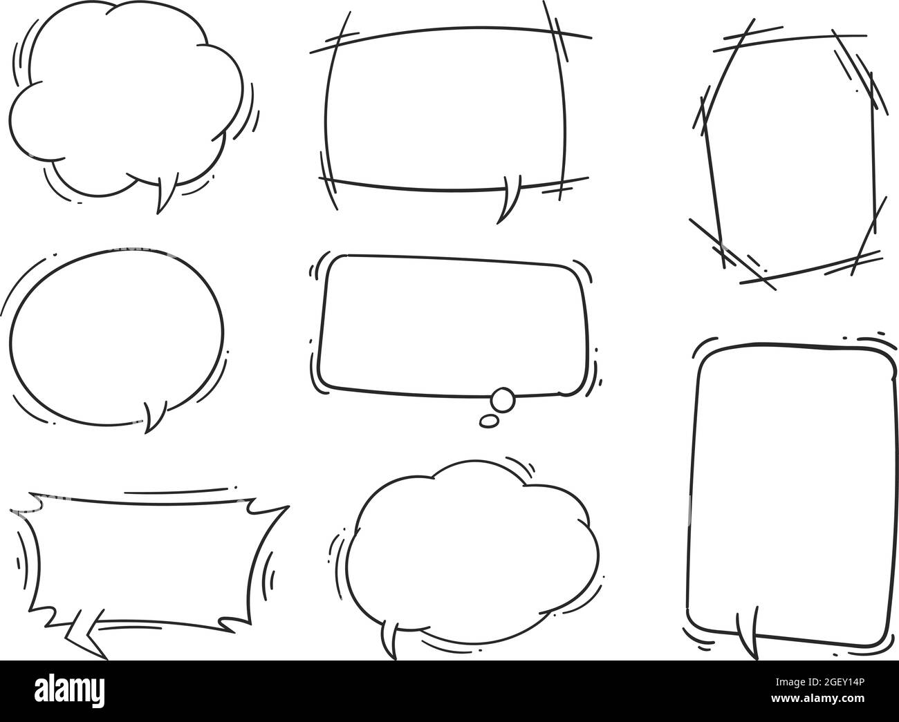 Set of hand-drawn speech bubble line-art Stock Vector Image & Art - Alamy