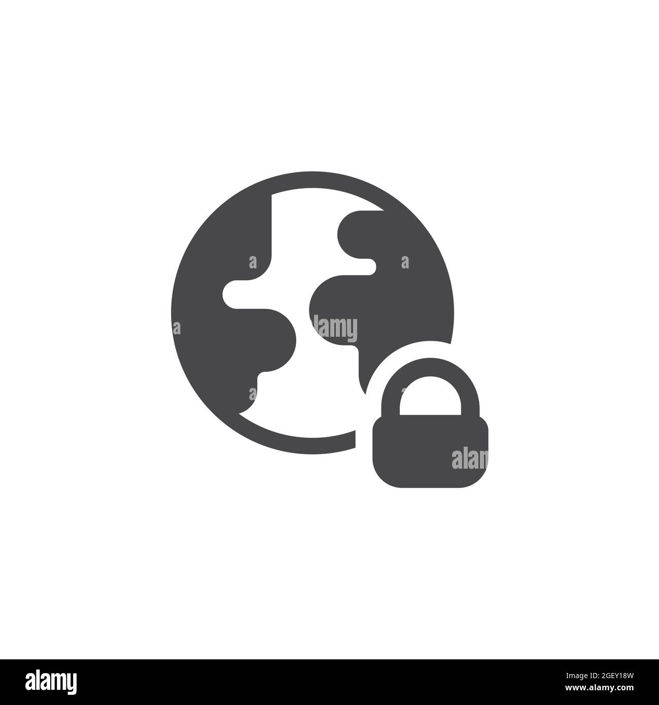 Planet Earth with padlock black vector icon. Globe, safe and secure ...