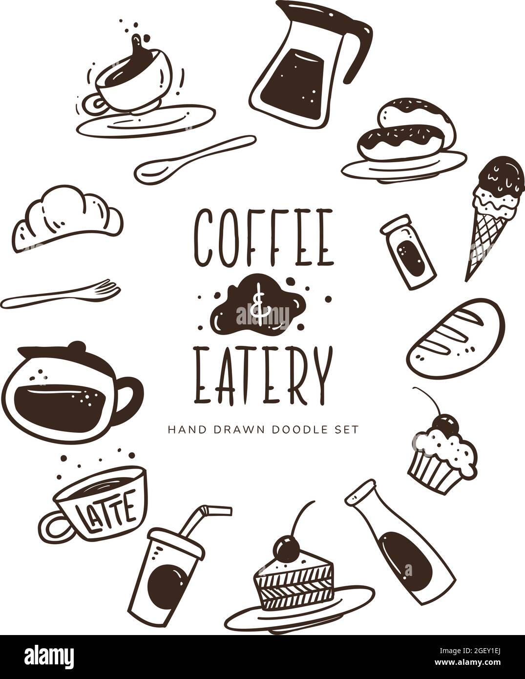 Tea coffee drink drawn Stock Vector Images - Alamy