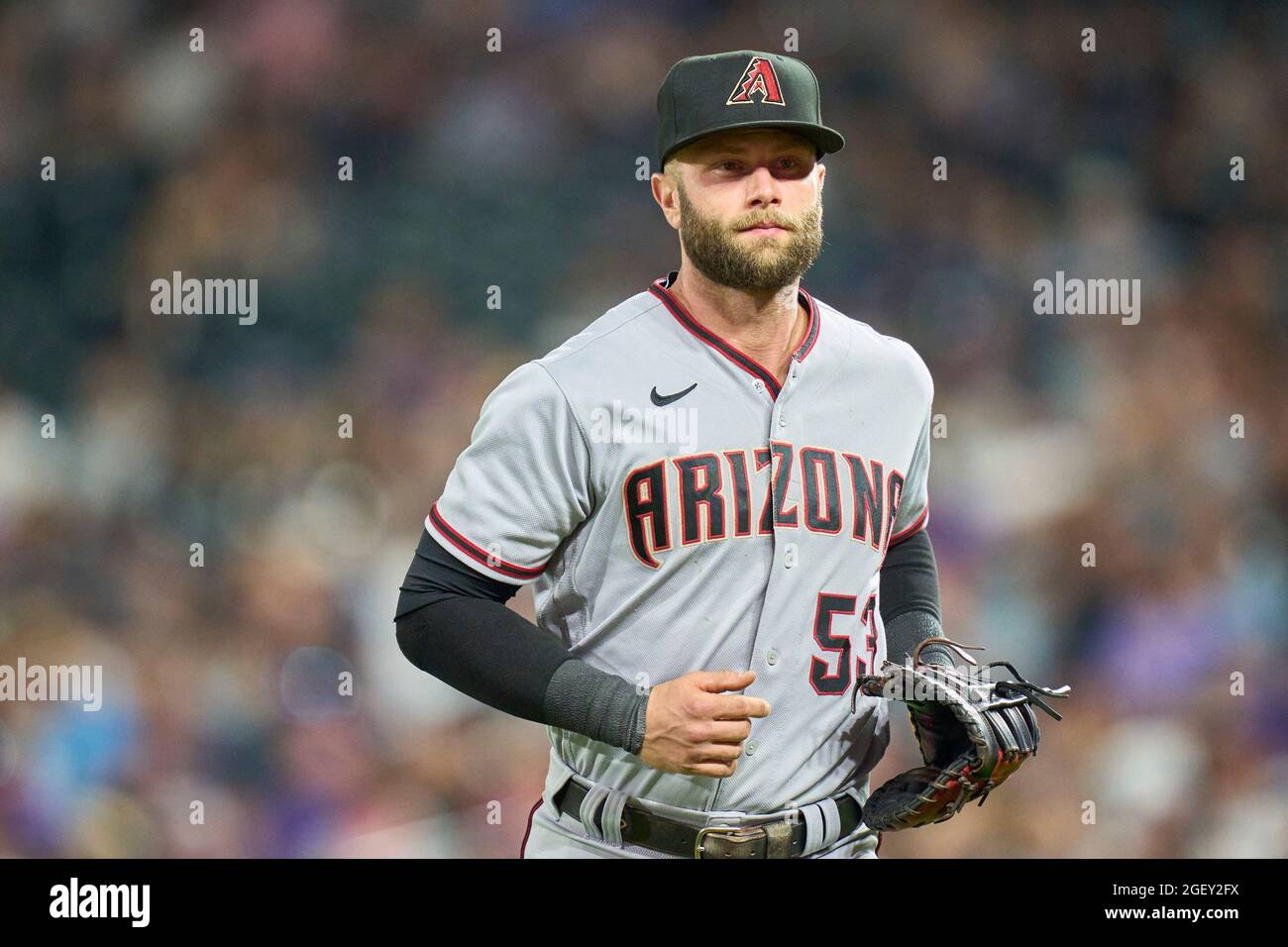 August 21 2021: Arizona first baseman Christian Walker (53) runs to the ...