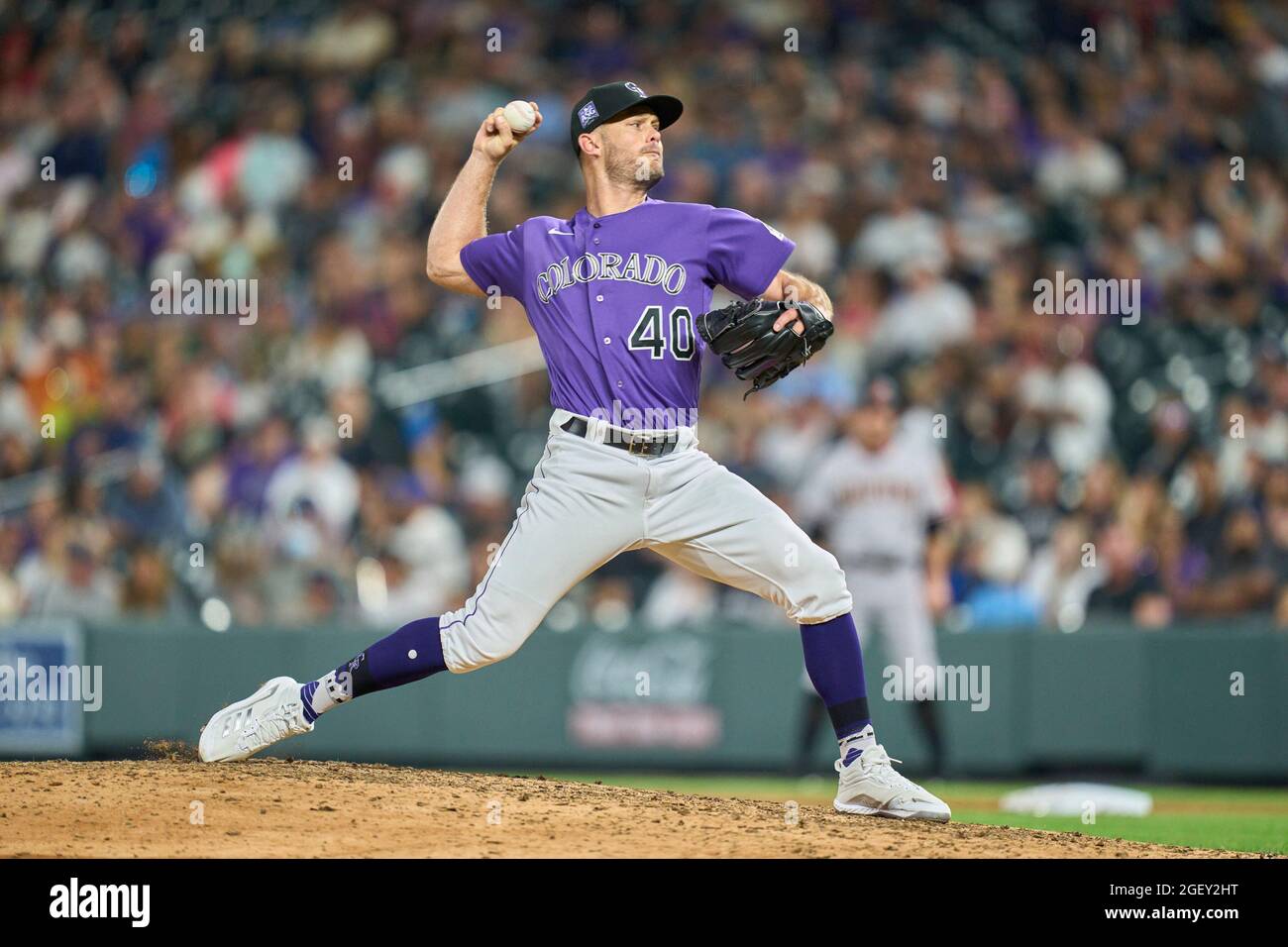 August 21 2021: Colorado pitcher Tyler Kinley (40) throws a pitch ...