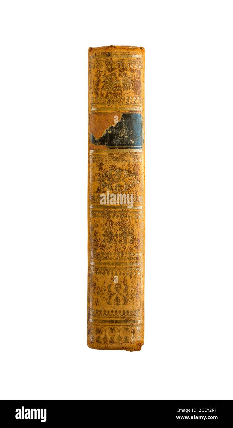 Old vintage book spine isolated on white background Stock Photo - Alamy